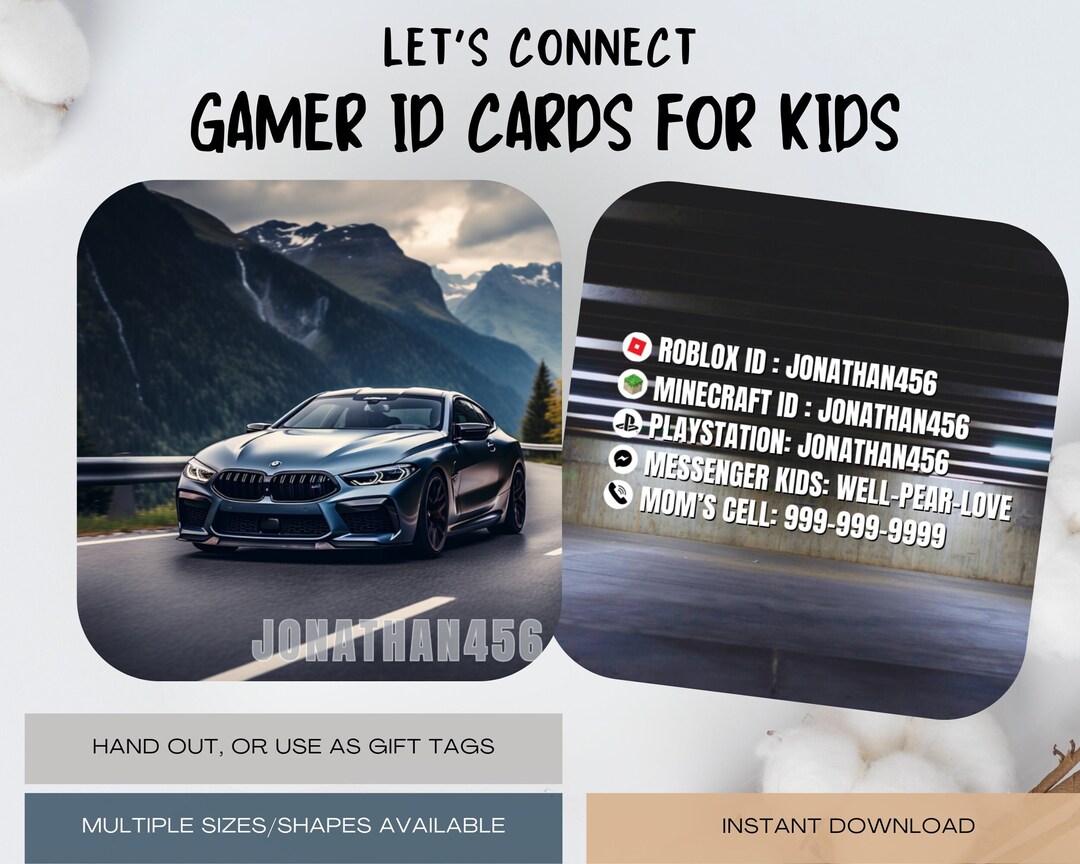Gamer ID / Playdate Card for Kids. Party Favor Loot Bag Tags. Let Kids ...