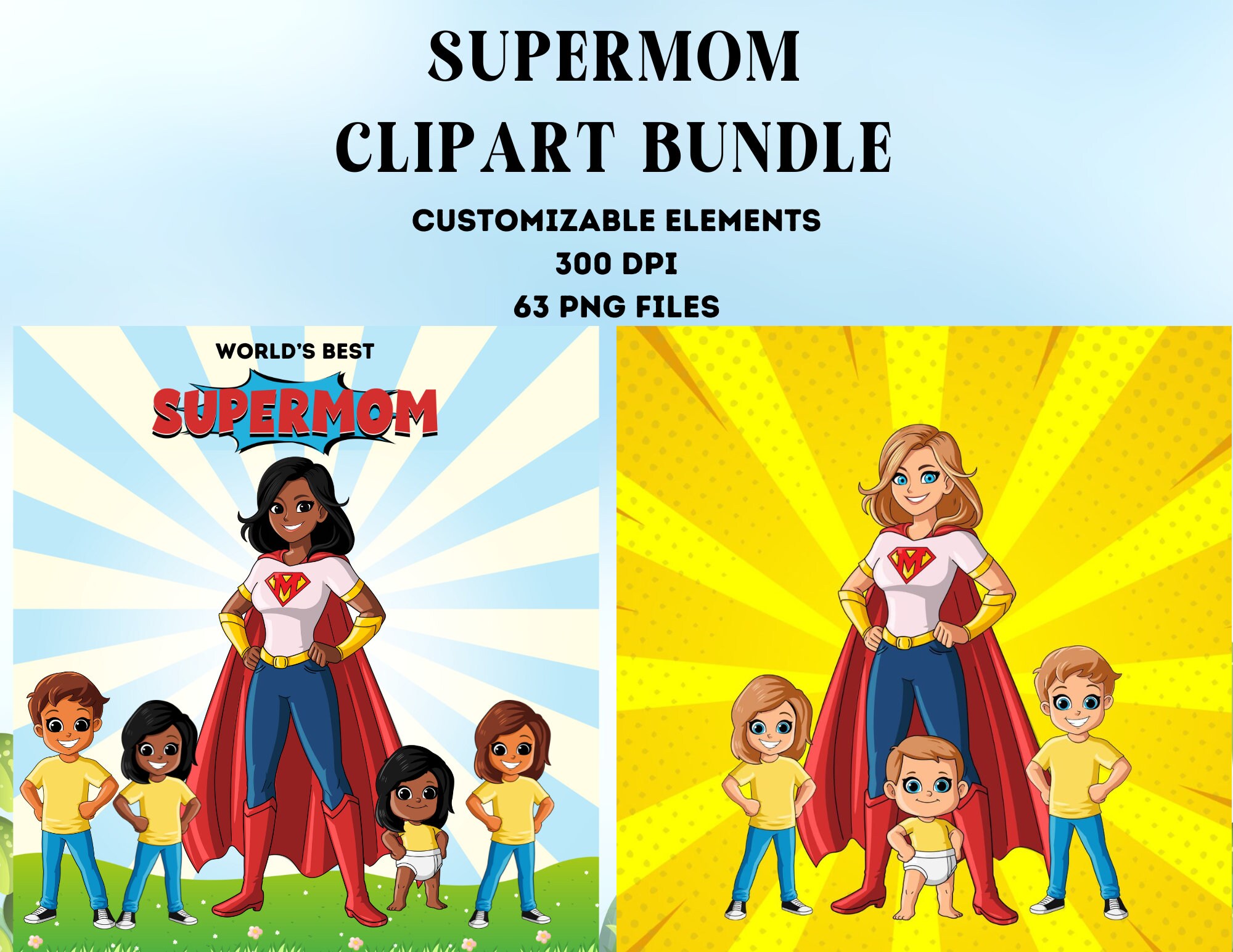 Super Mom Clipart Pack - Mothers Day Gift, Mom Birthday, Be Your Own ...