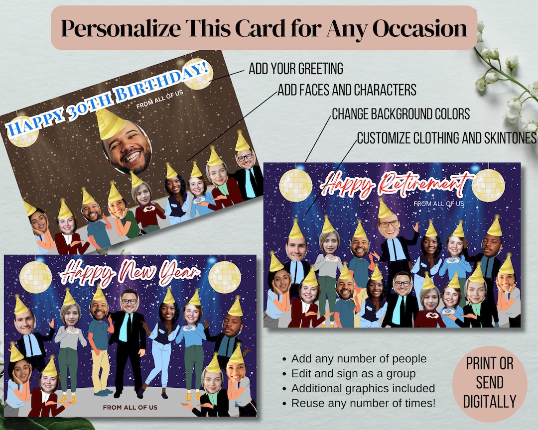 Design Your Own Face Insert Group Card. Any Occasion. 8.5x11 Instant ...