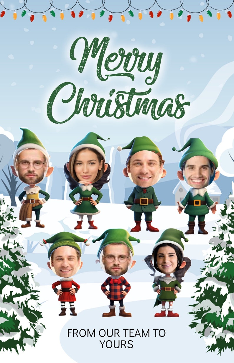 Editable 5x7 Folded Group Christmas Card. Instant Download, E-sign ...