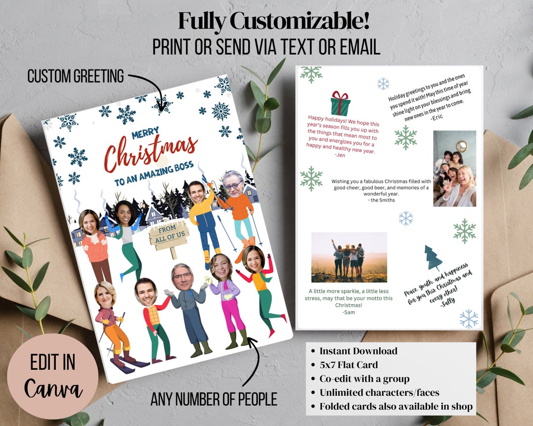 Group Christmas Card W/ Face Insert & E-sign. Great for Remote Teams N ...