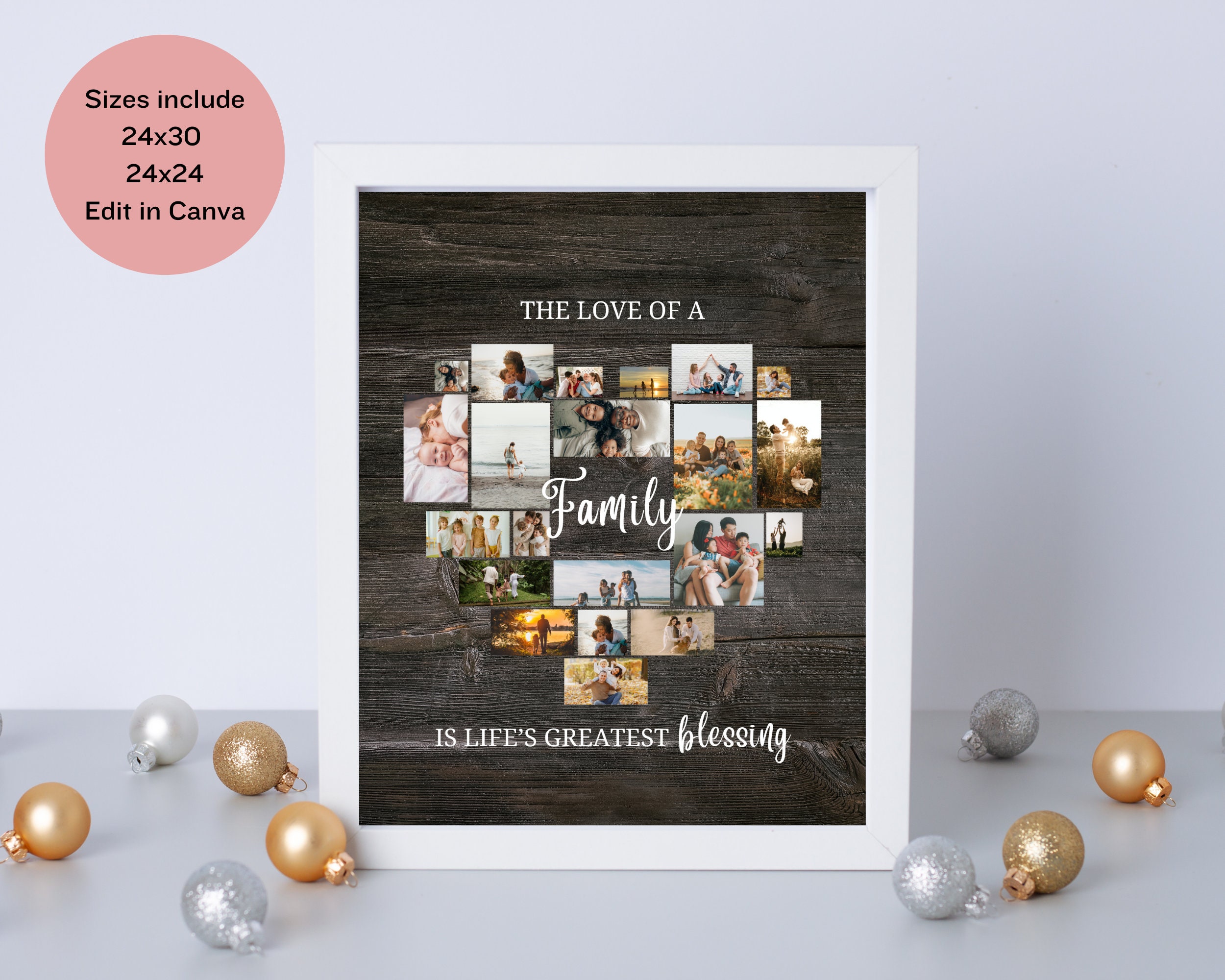 Editable Text Wall Art Photo Collage. Great Gift for Grandparents Mom ...