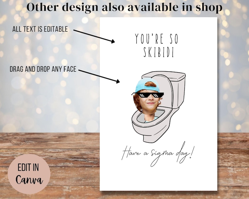 Custom Skibidi Rizz Toilet Card. for Kids Birthday, Program, Invite ...