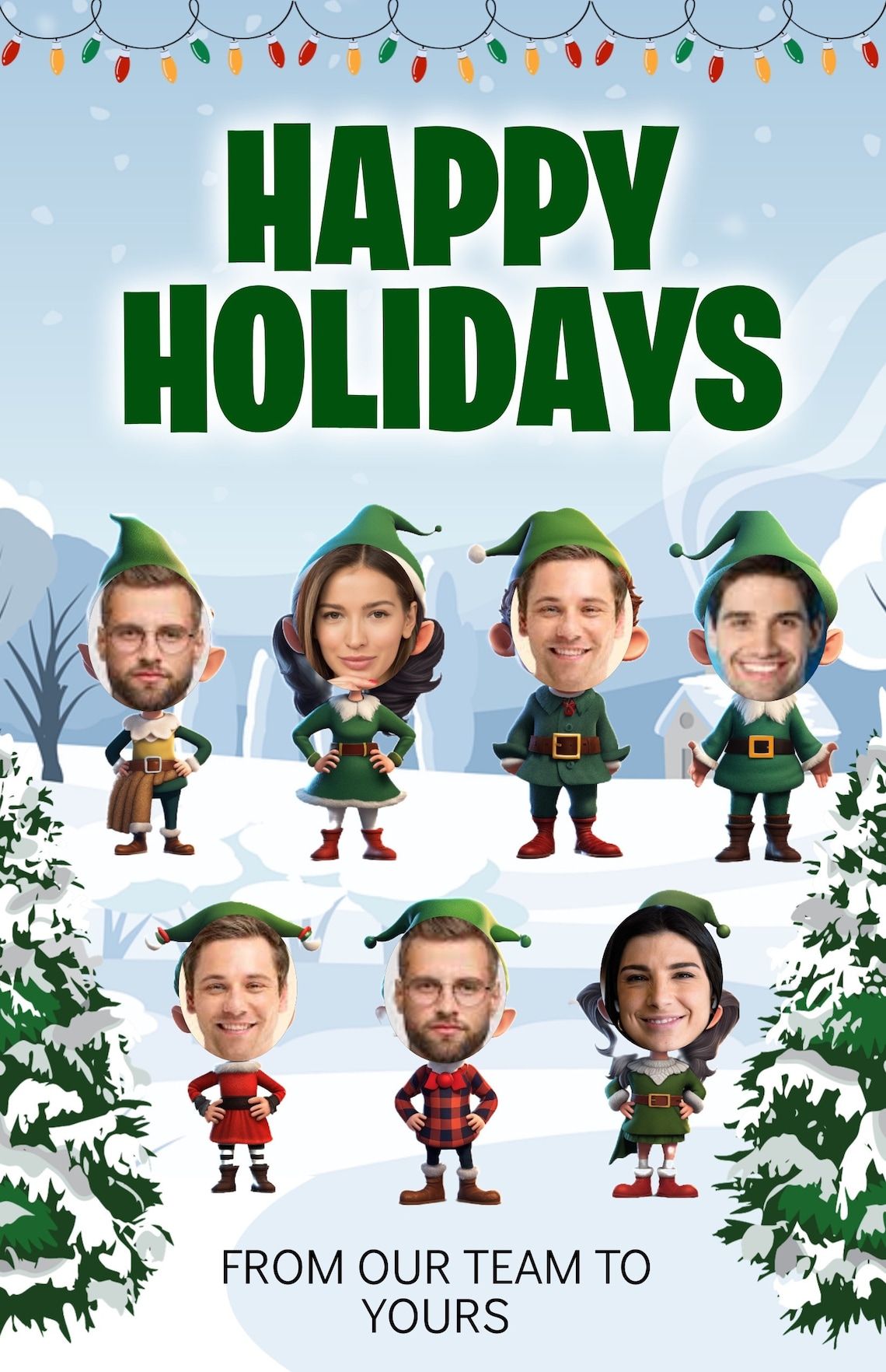 Editable Group Christmas Card - Instant Download, E-sign Great for ...