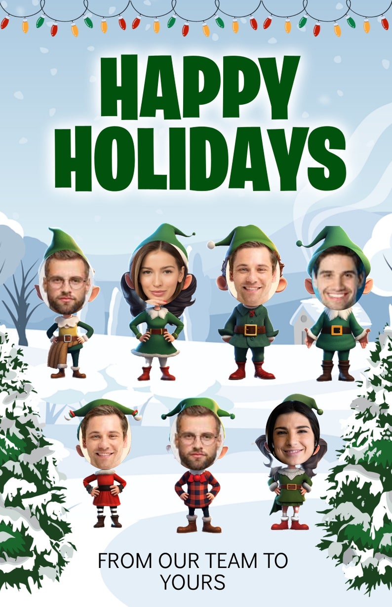 Editable 5x7 Folded Group Christmas Card. Instant Download, E-sign ...