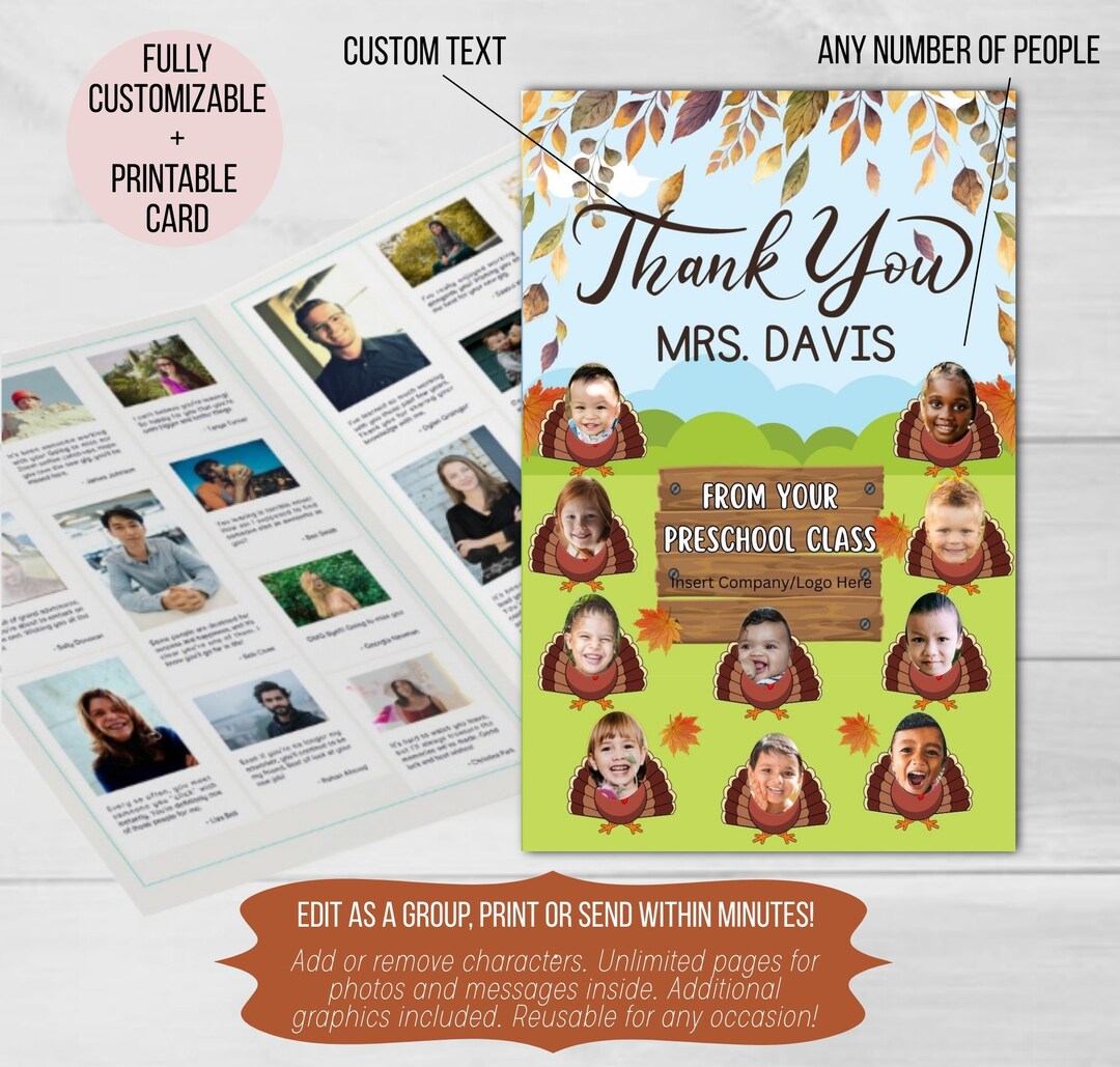 Design Your Own Thank You Teacher Card From Kids or Staff. Group ...
