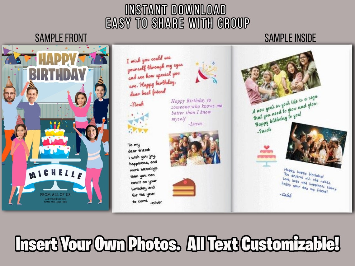 Editable Group Christmas Card - Instant Download, E-sign Great for ...