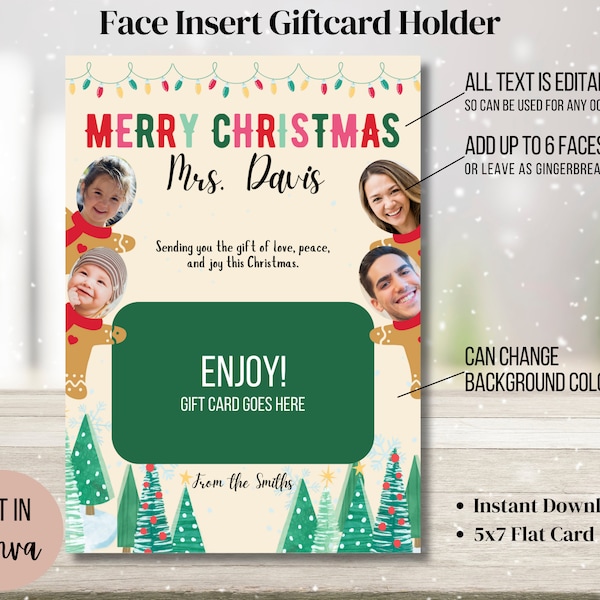 Insert Face Christmas Card - Etsy