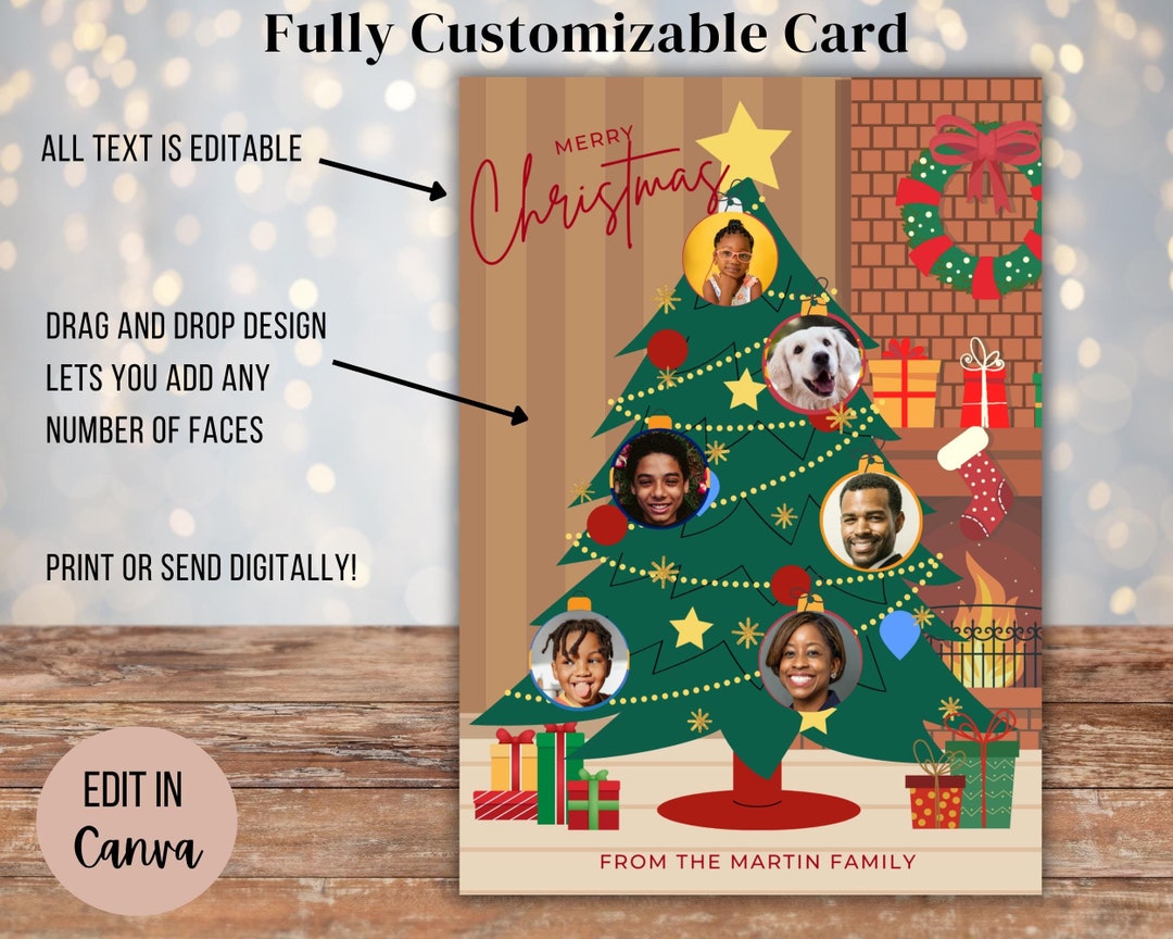 Editable DIY Face Insert Christmas Card. Instant Download, E-sign ...