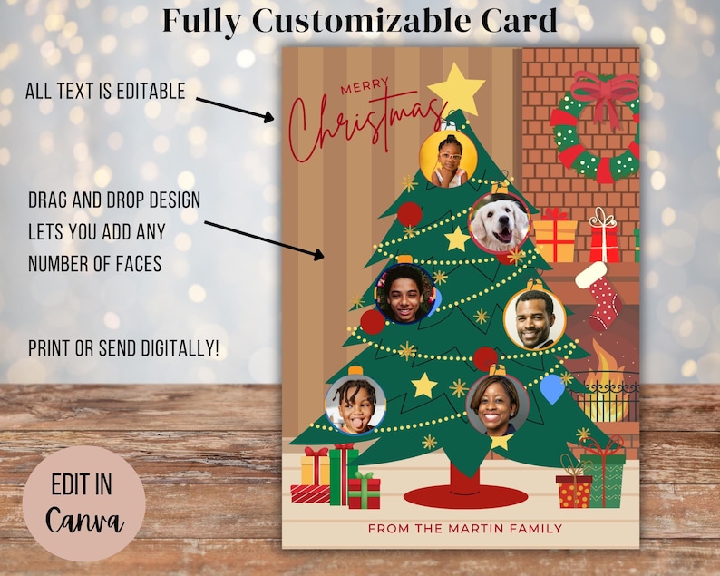Editable DIY Face Insert Christmas Card. Instant Download, E-sign ...