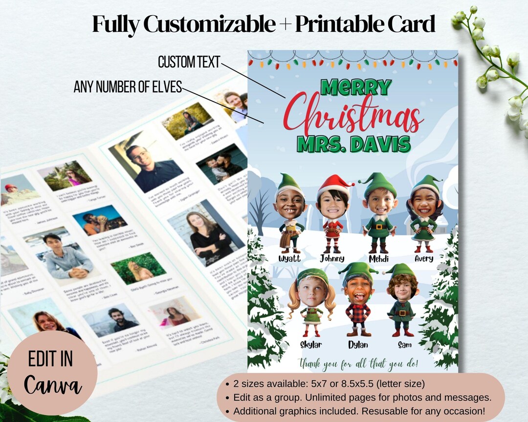 Editable Teacher Christmas Thank You Card From Group. Instant Download ...