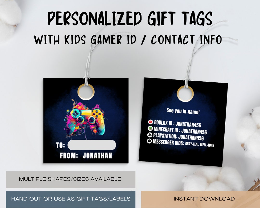 Personalized Gift Tags With Kids Gamer ID / Playdate Contact Info ...