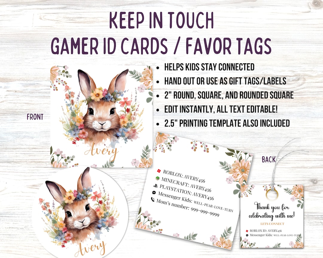 Gamer ID / Playdate Card for Kids. Let Kids Stay Connected With Friends ...