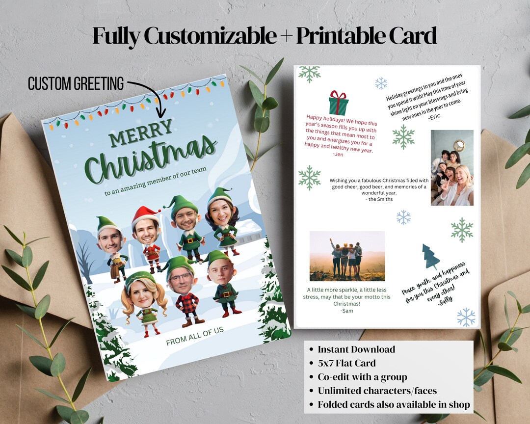 Editable Group Christmas Card Instant Download E-sign Great - Etsy