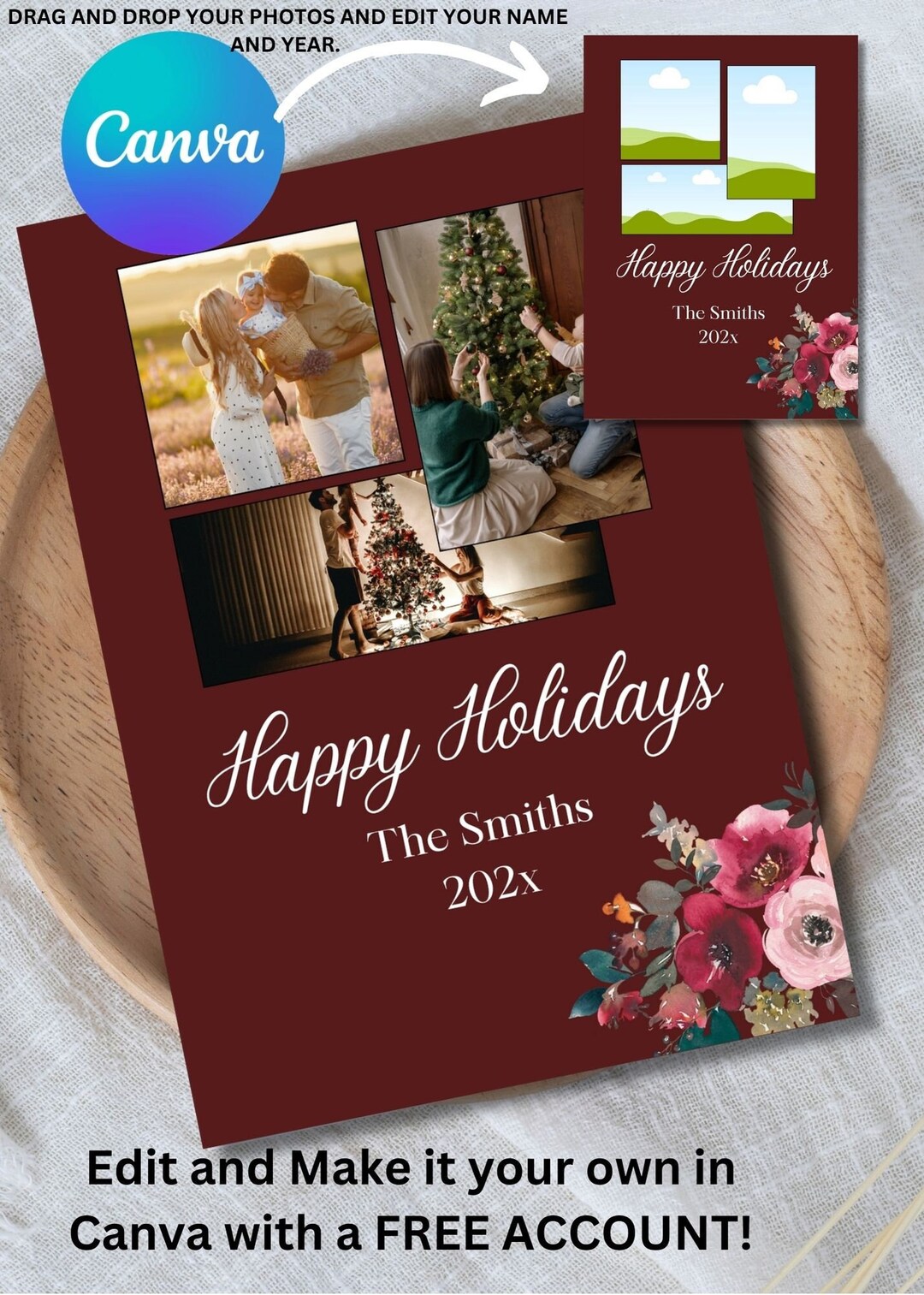 Personalized Holiday Card INSTANT DOWNLOAD | Simple Printable Holiday ...