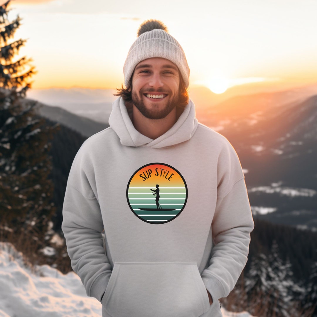 Mens SUP Style Logo Hoodie, Stand up Paddle Boarding Top, Mens SUP Hoody Gift, Mens Hoodie, SUP ...