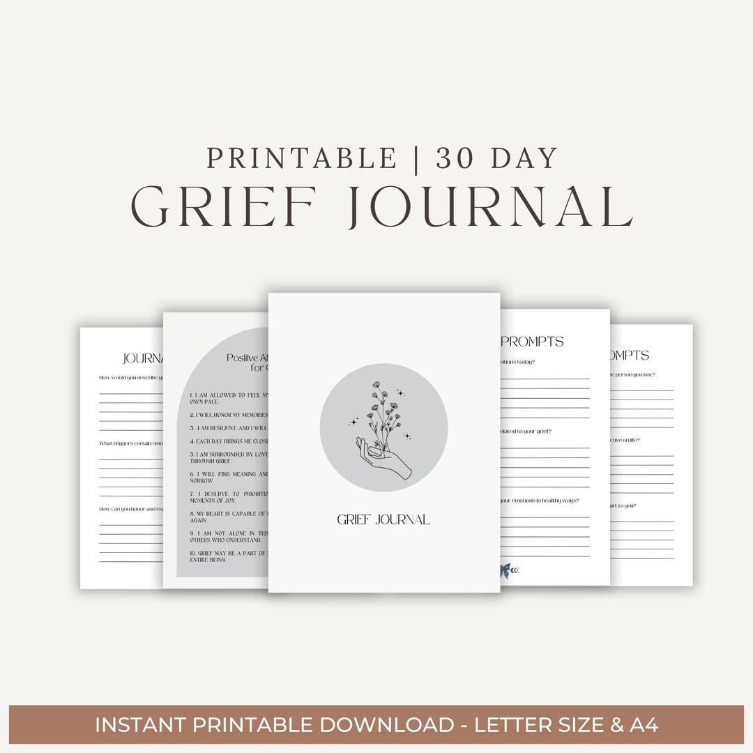 Printable Grief Journal, Digital Grief Workbook, Journal Prompts, Death ...