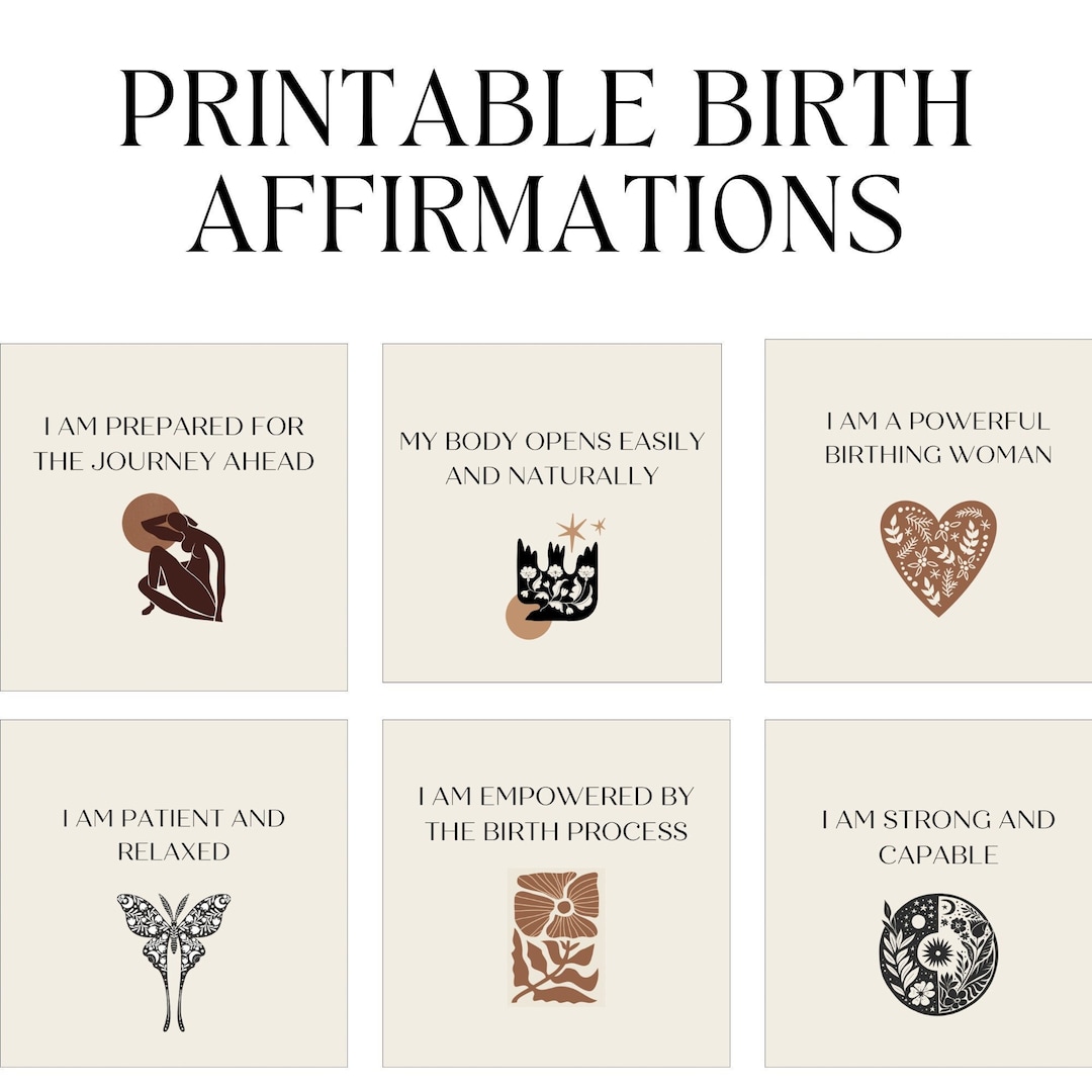 Printable Birth Affirmation Cards, Pregnancy Affirmations, Motherhood ...
