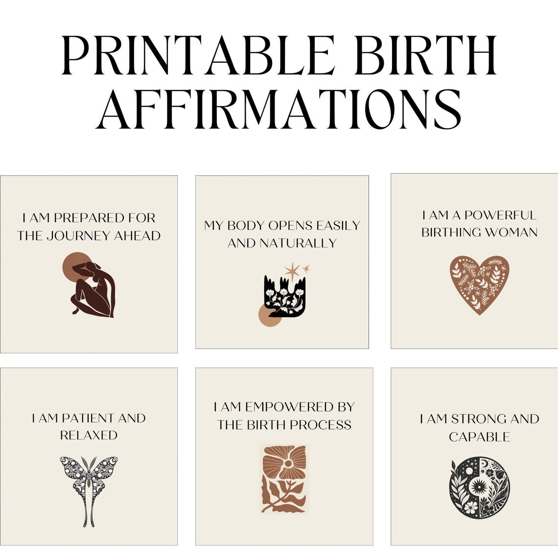 Printable Birth Affirmation Cards, Pregnancy Affirmations, Motherhood ...