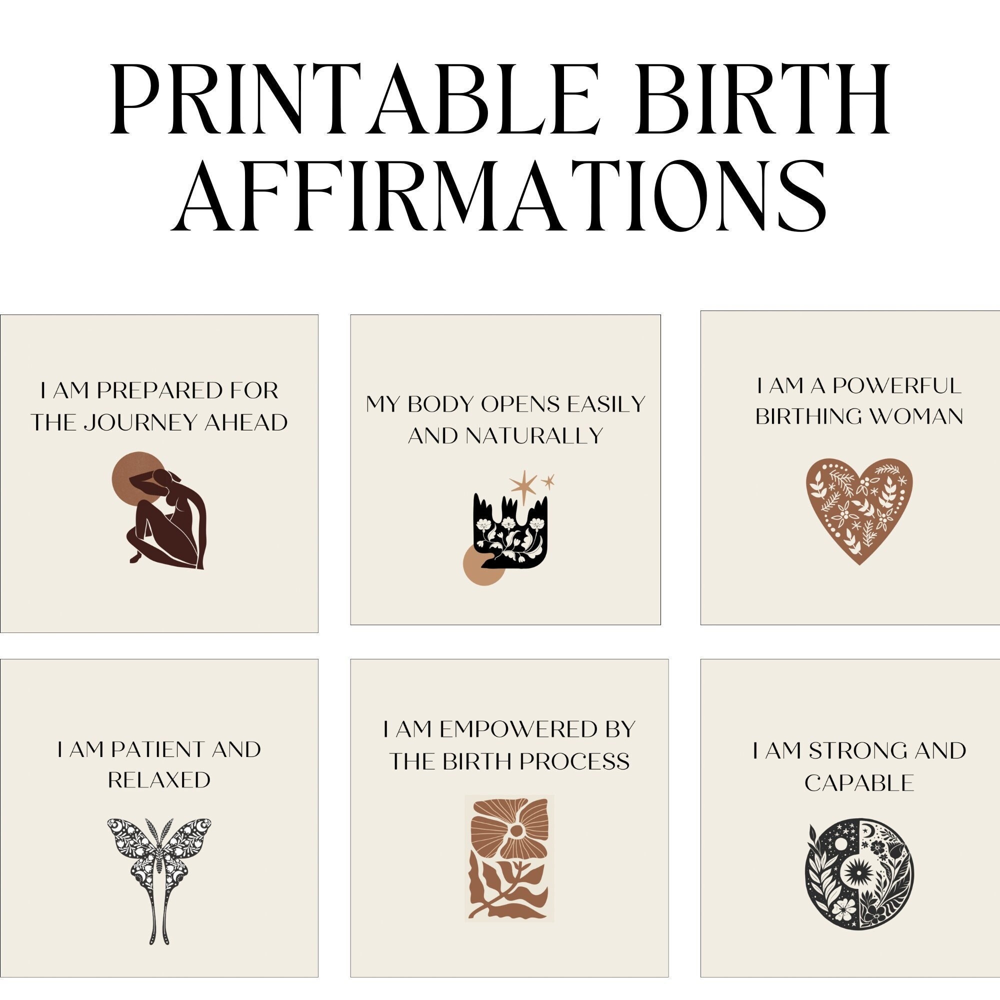 Printable Birth Affirmation Cards, Pregnancy Affirmations, Motherhood ...