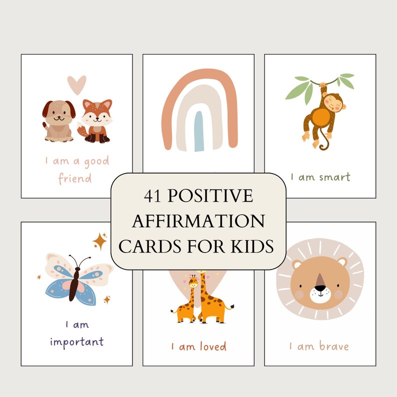 Printable Affirmation Cards for Kids, Kids Motivational Cards ...