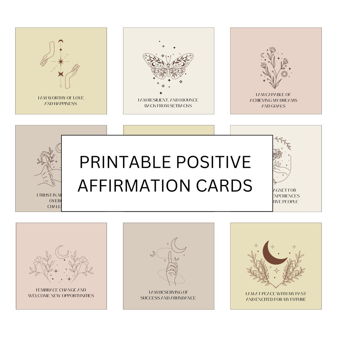Printable Positive Affirmation Cards, Digital Self Love Cards ...
