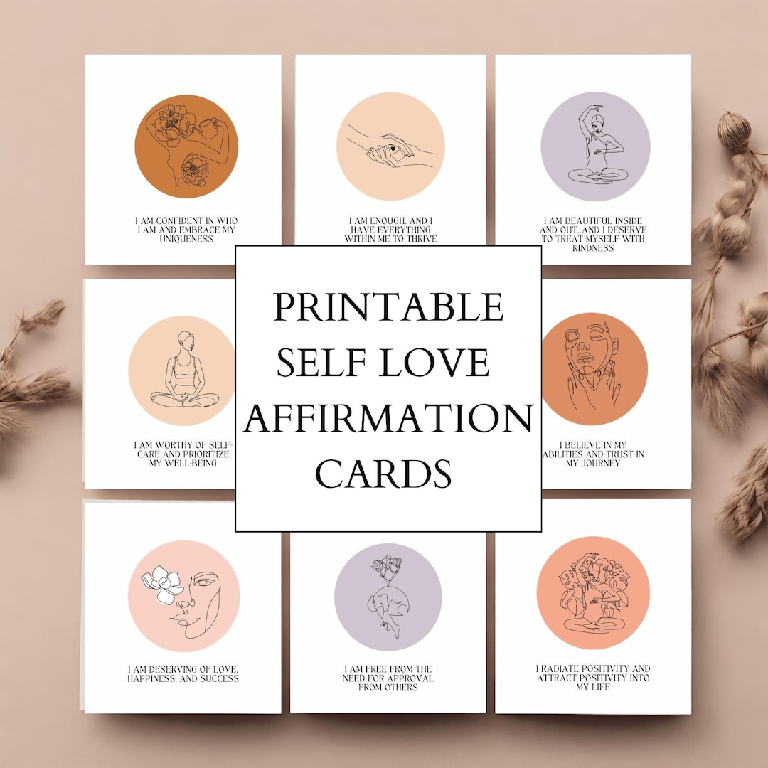 Printable Self Love Affirmation Cards, Therapy Printables, Self Esteem ...