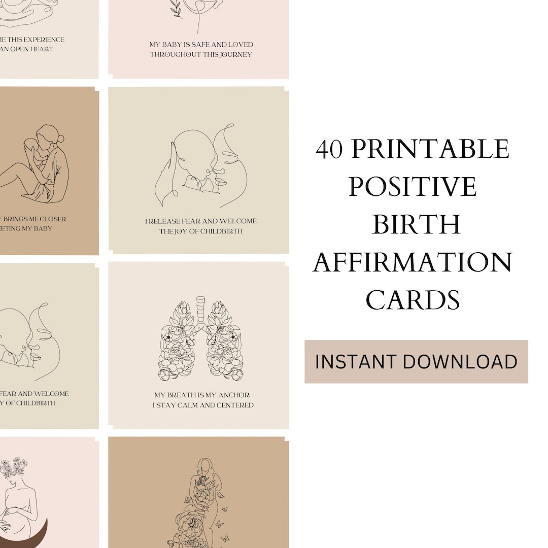 Printable Positive Birth Affirmation Cards, Baby Shower Gift, Pregnancy ...