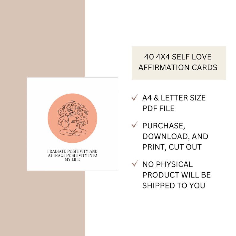 Printable Positive Affirmation Cards, Digital Self Love Cards ...