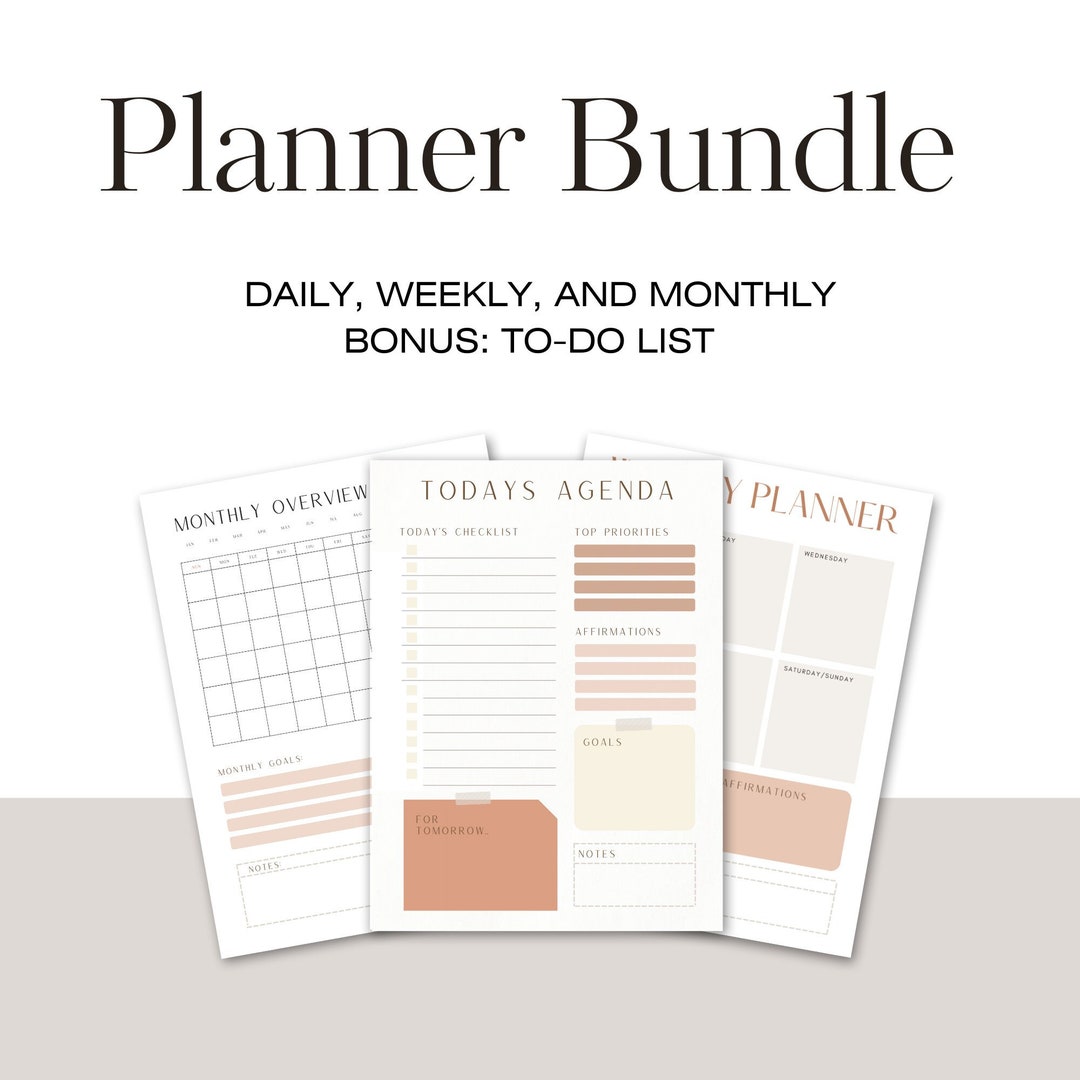 Daily, Weekly, and Monthly Printable Planner, to Do List, Workday ...