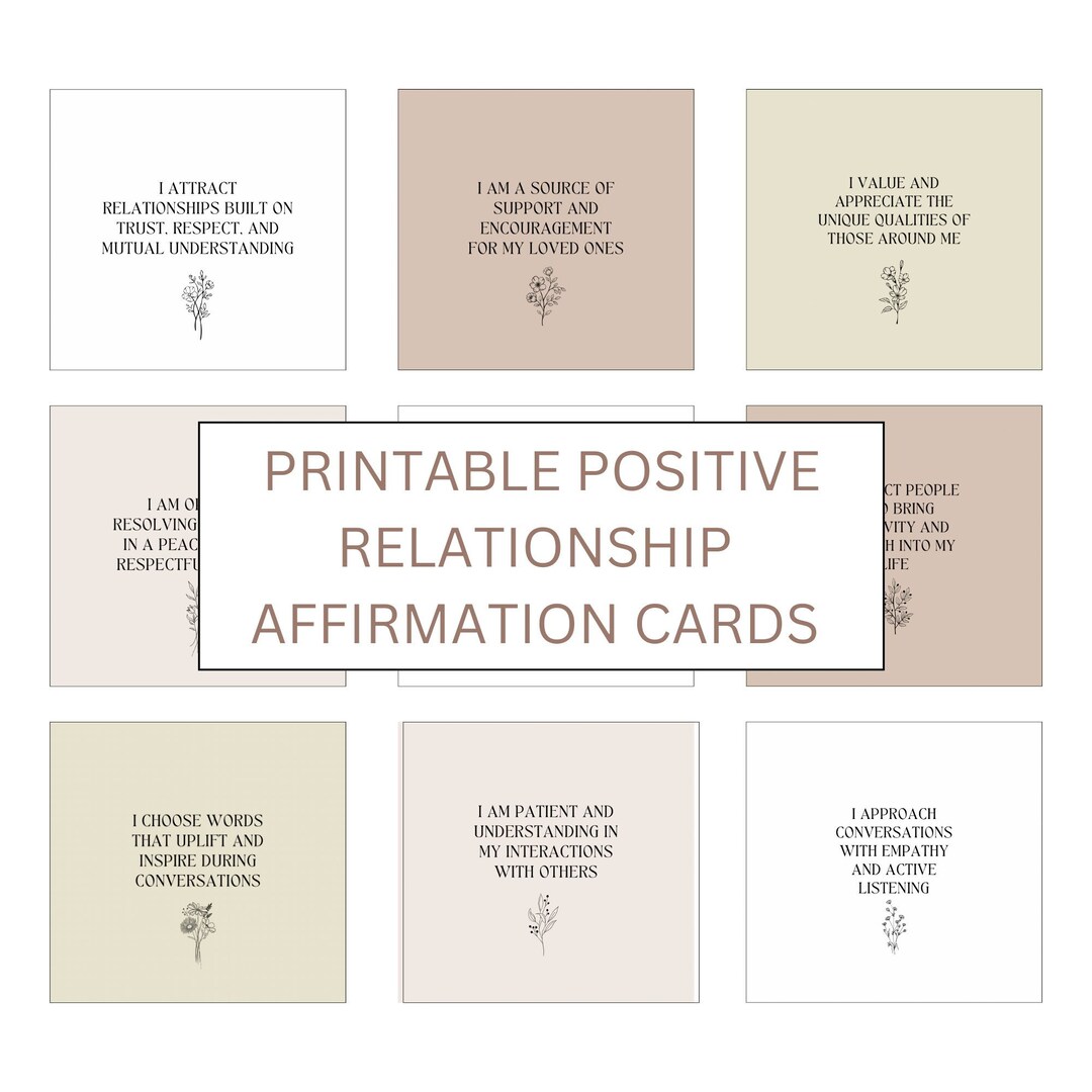 Printable Positive Relationship Affirmation Cards, Healthy ...