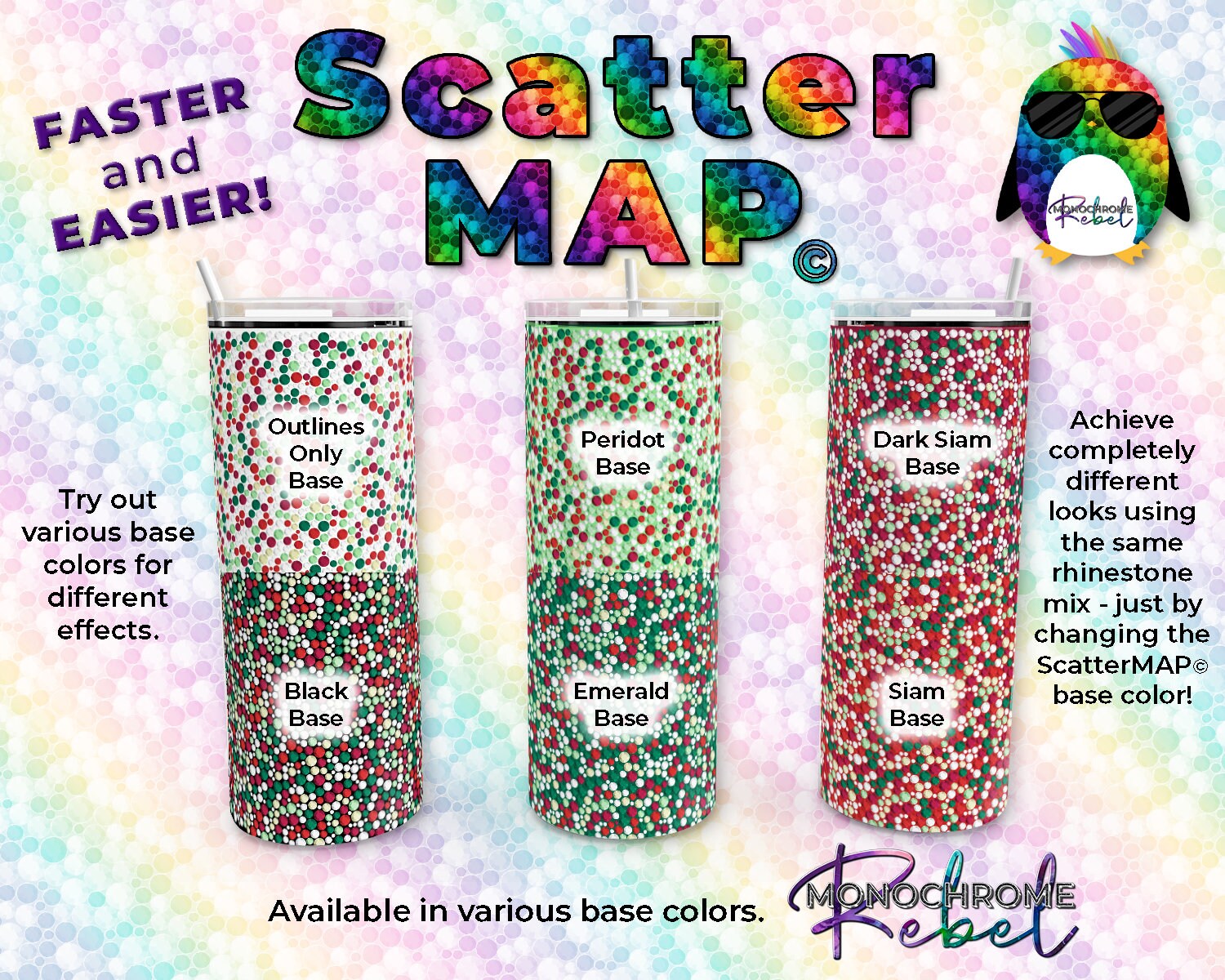 Scattermap© Outlines Rhinestone Tumbler Scatter Sprinkle Method Bling ...