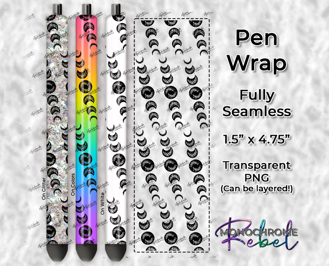 Moon Phases Slanted Seamless Transparent Pen Wrap Digital Design PNG - Etsy