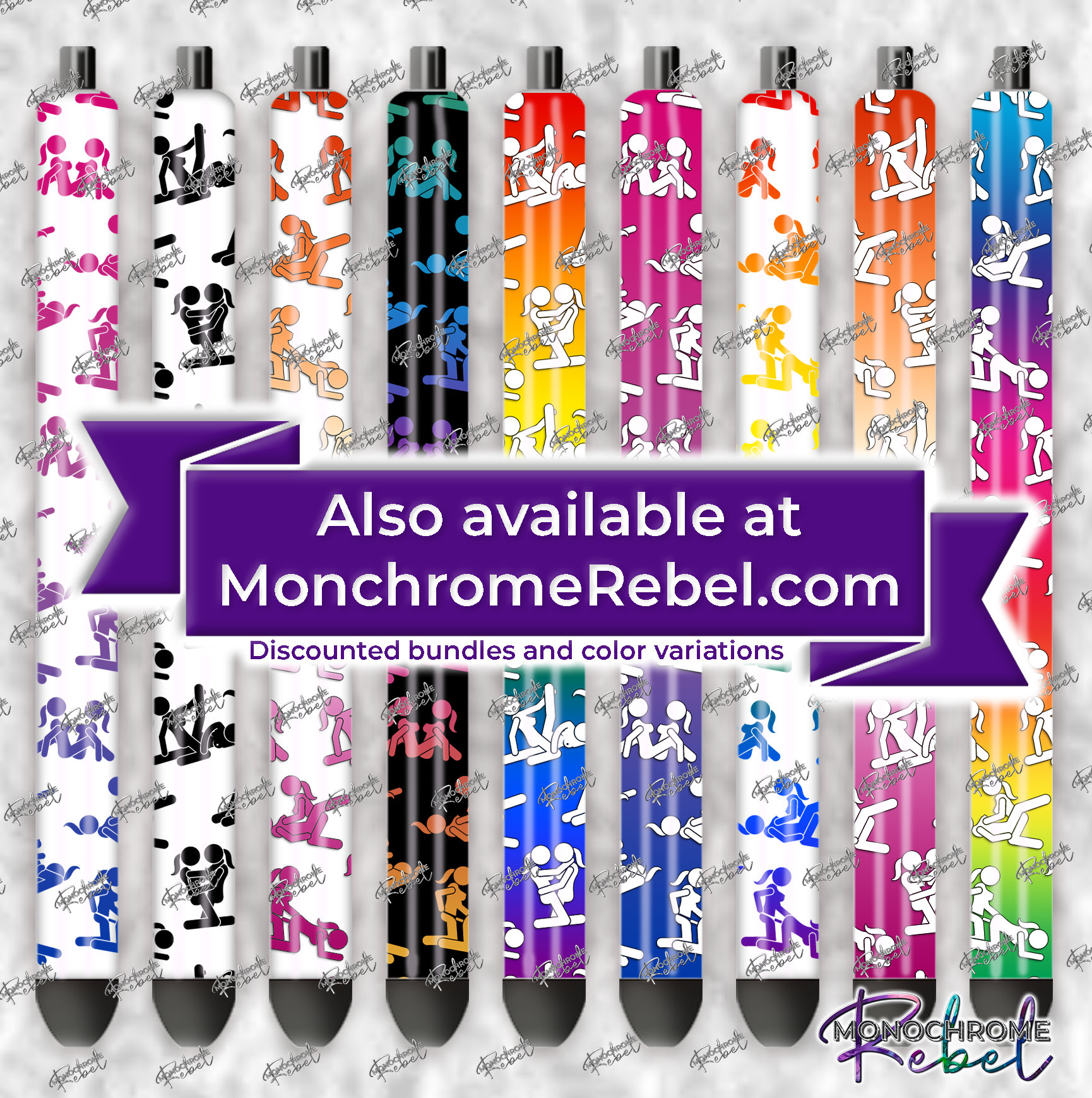 Loving Ladies Sex Stick Figures Pastel Rainbow on Black Seamless Pen ...