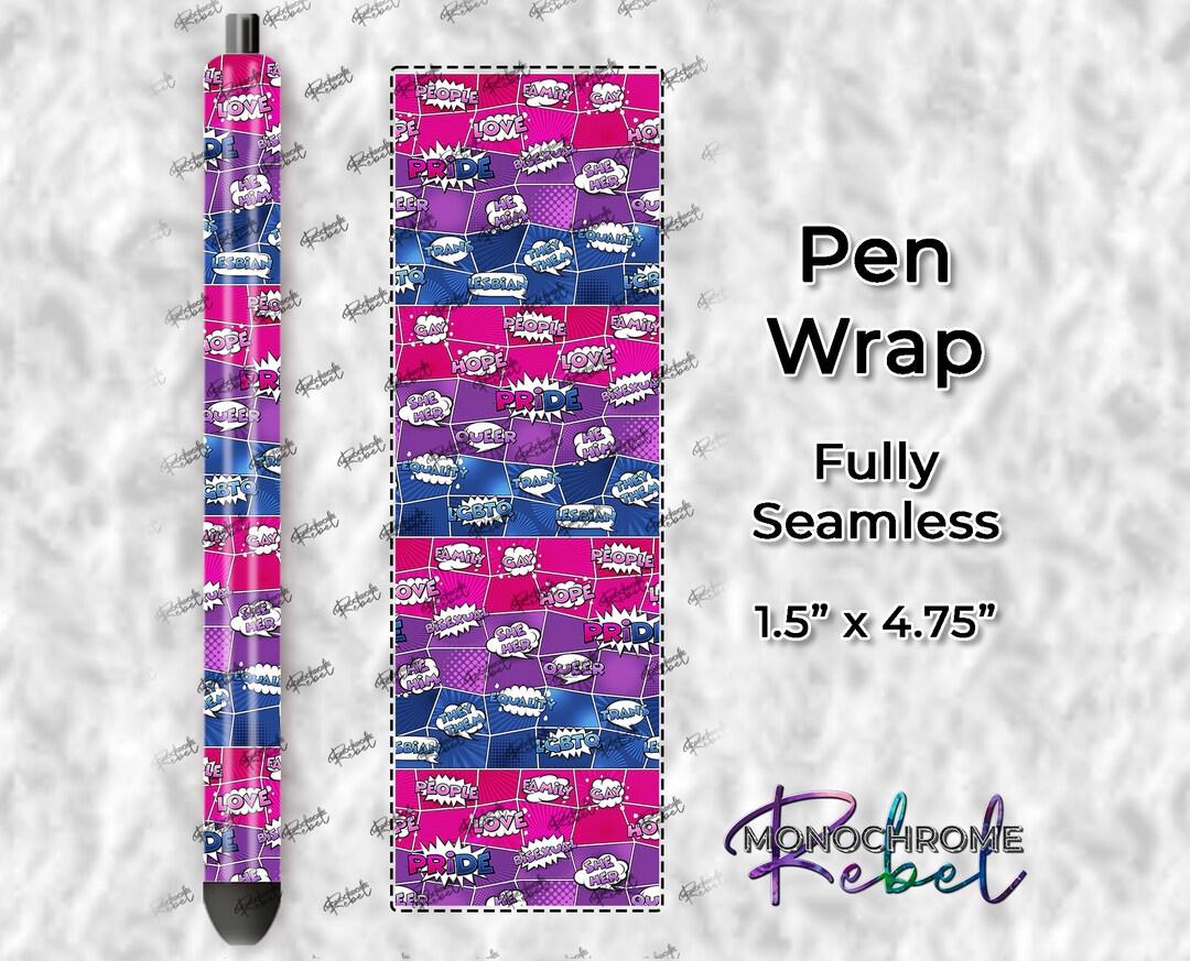 Bisexual Pride LGBTQ Comic Book Superhero Pop Art Retro Seamless Pen ...