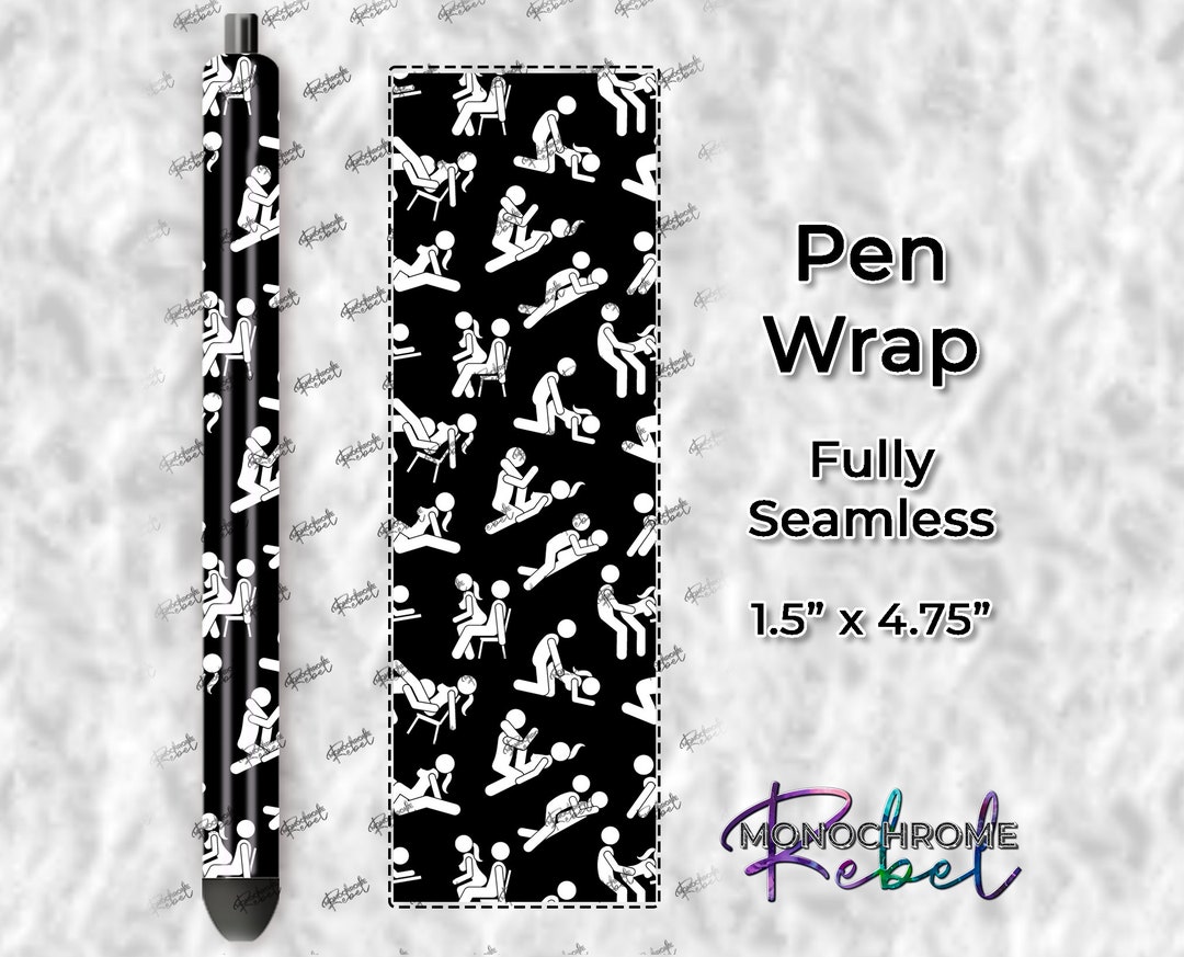 Sexy Stick Figures White on Black Seamless Pen Wrap Digital Design PNG ...