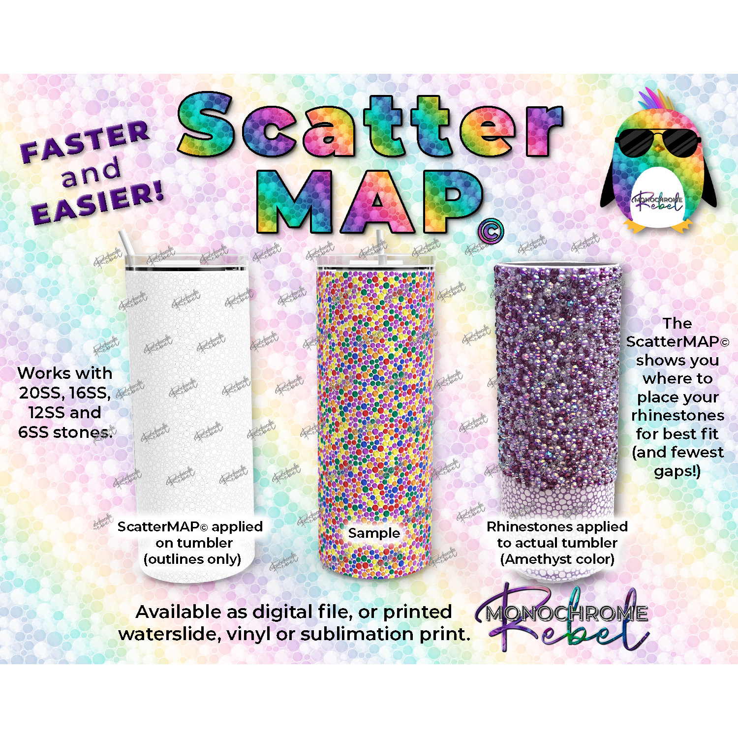 Scattermap© Outlines Rhinestone Tumbler Scatter Sprinkle Method Bling ...