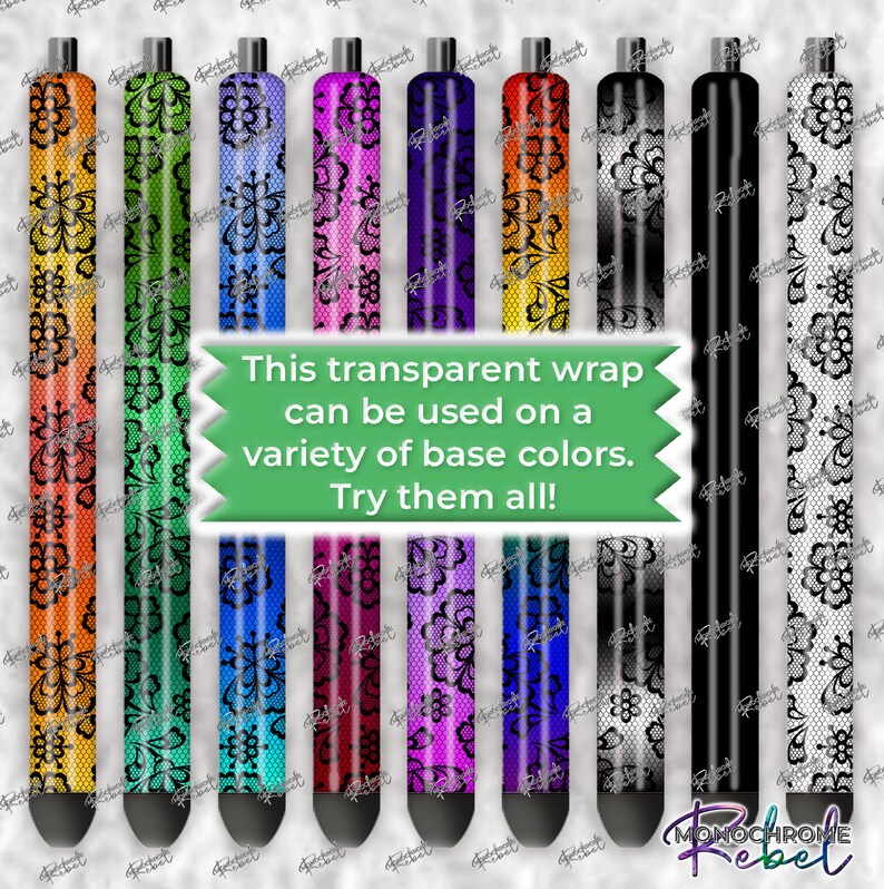 Black Flower Floral Lace Lacy Seamless Transparent Pen Wrap Digital ...