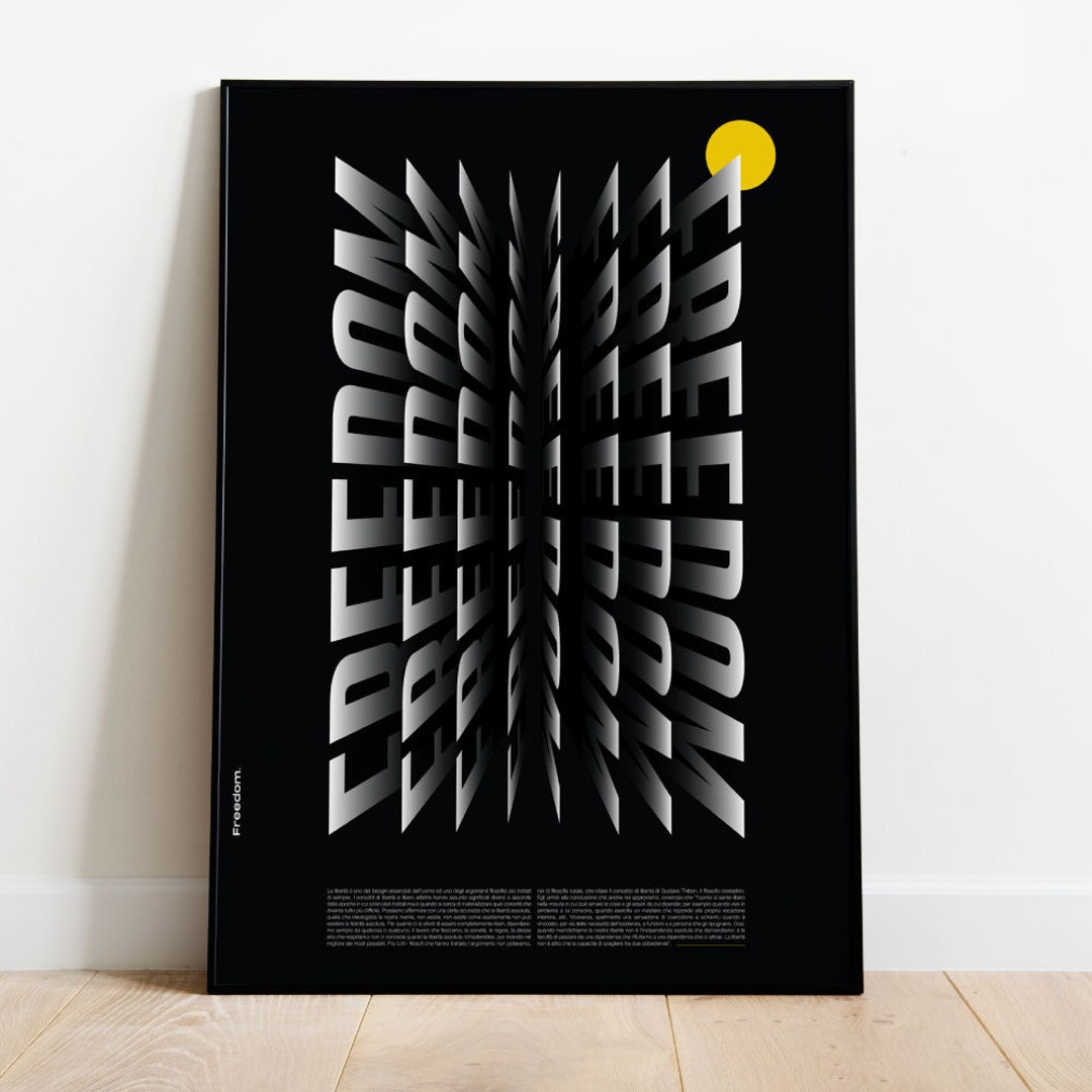 Freedom Cool Typographic Poster, Minimalist, Abstract Typeface Design ...