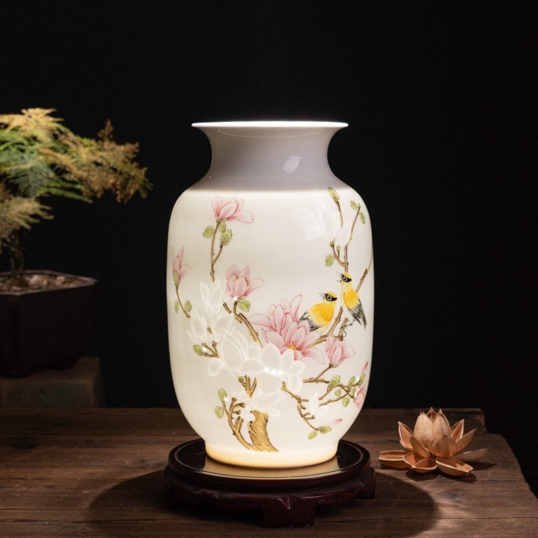 Translucent Hand-painted Porcelain Vase Jingdezhen Thin Porcelain With ...