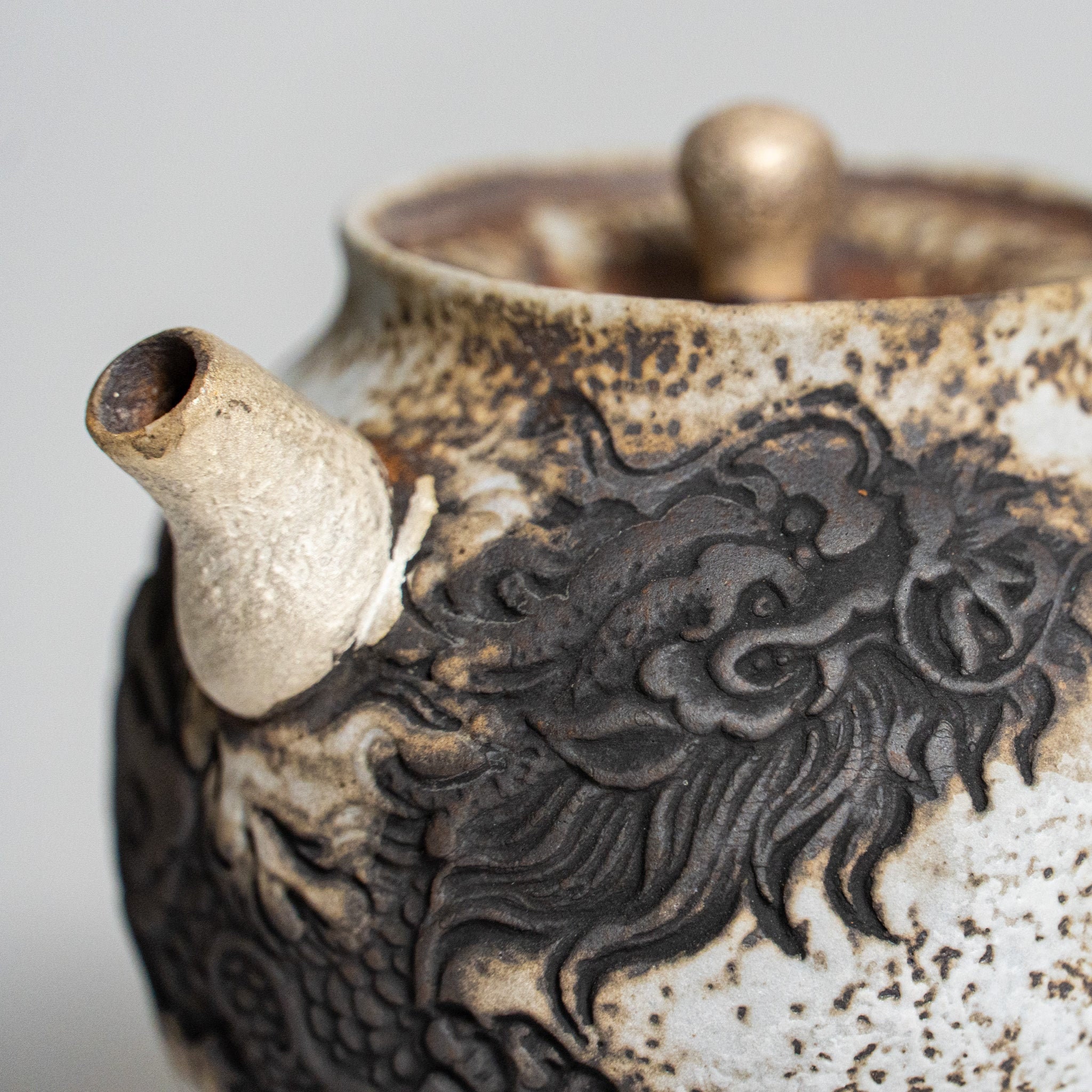Ink Dragon Side Handle Teapot 龙吟 Handcrafted Zen Teaware With Vintage ...