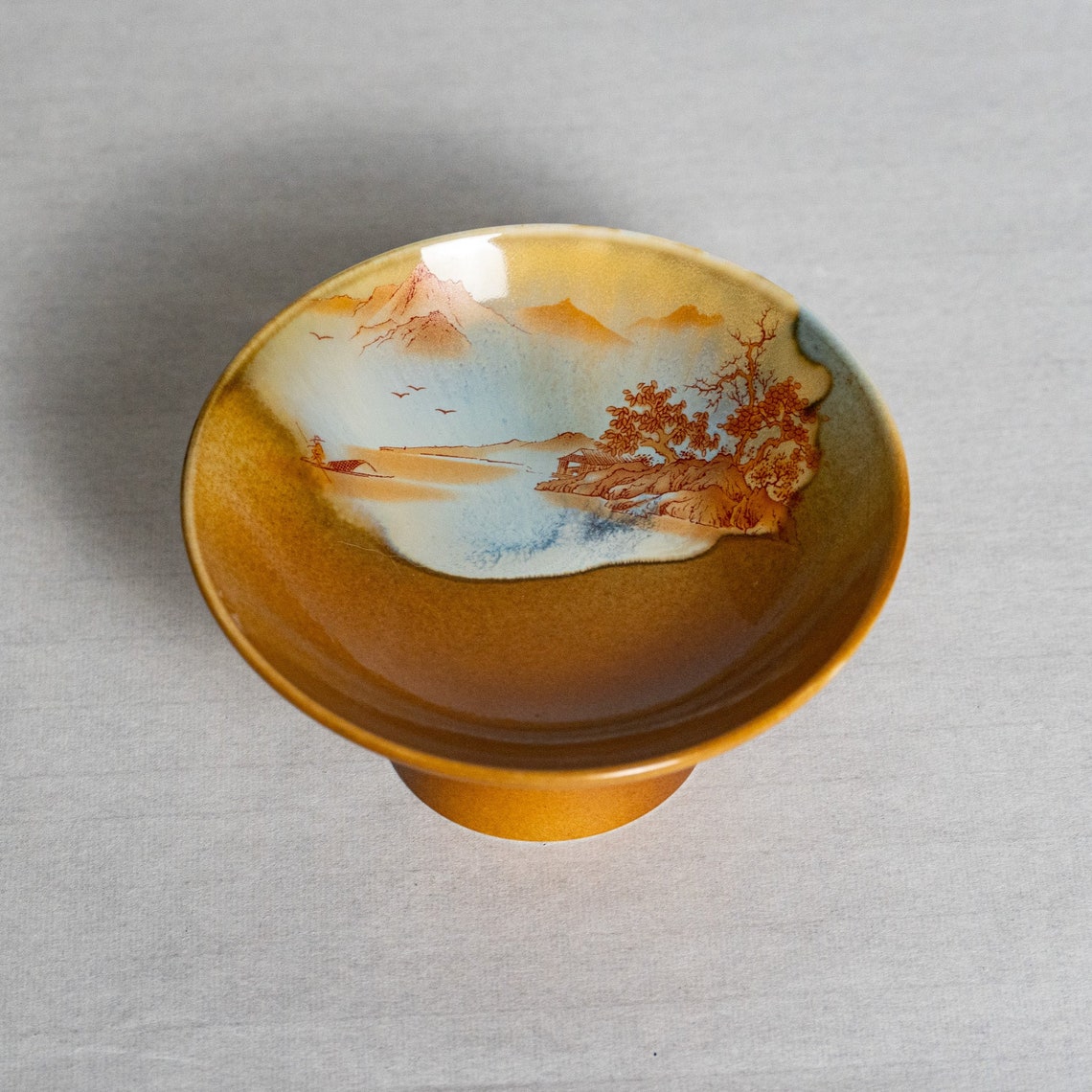 Sunset Decorative Pedestal High Footed Ceramic Bowl Serving Dish ...