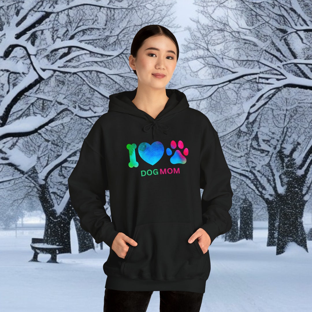 I Heart Paws Dog Mom Hooded Sweatshirt - Etsy