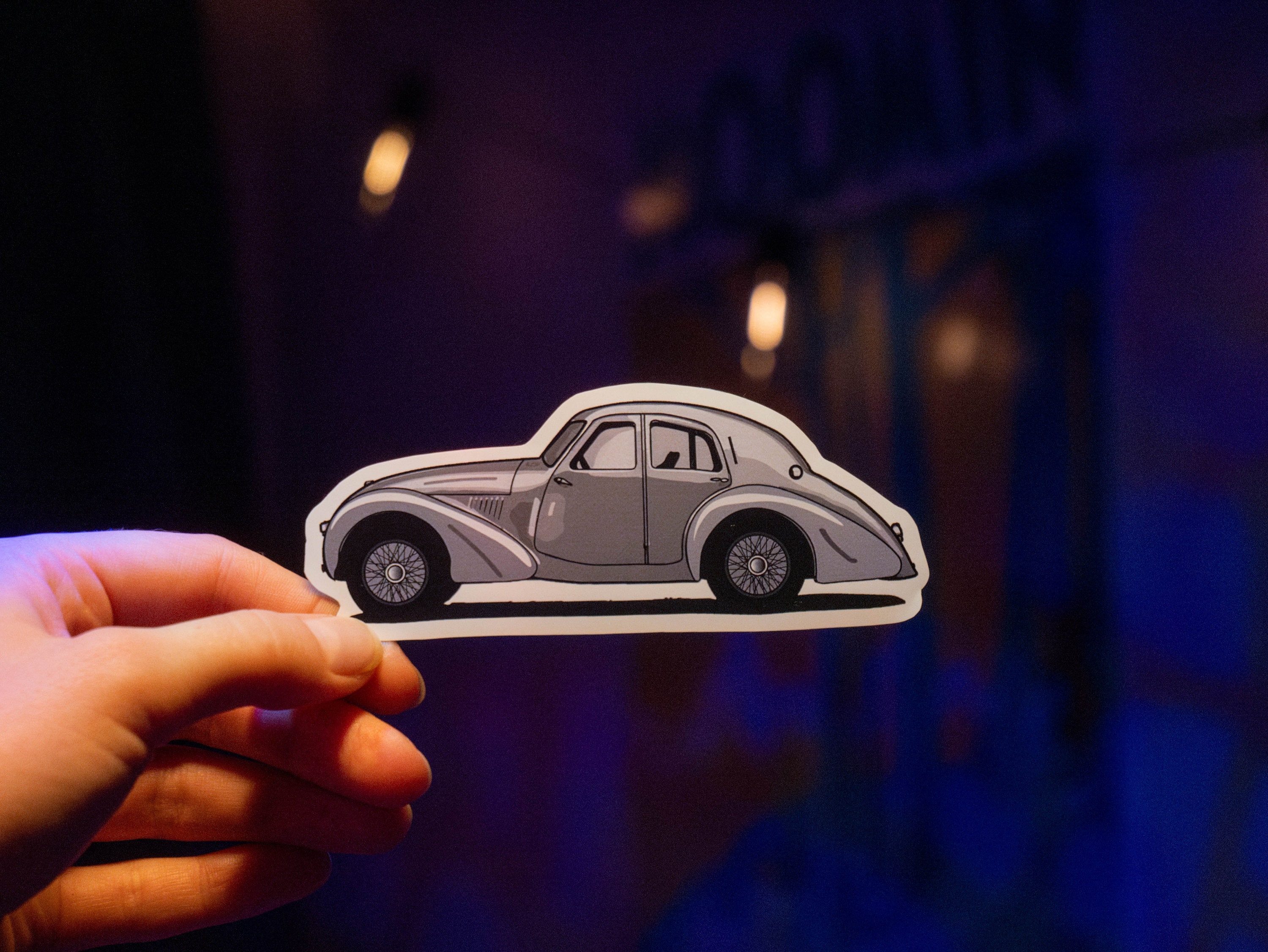 Retro Car Sticker | Stylized Retro Automobile Decal | 11.5 X 4.5 Cm Die ...