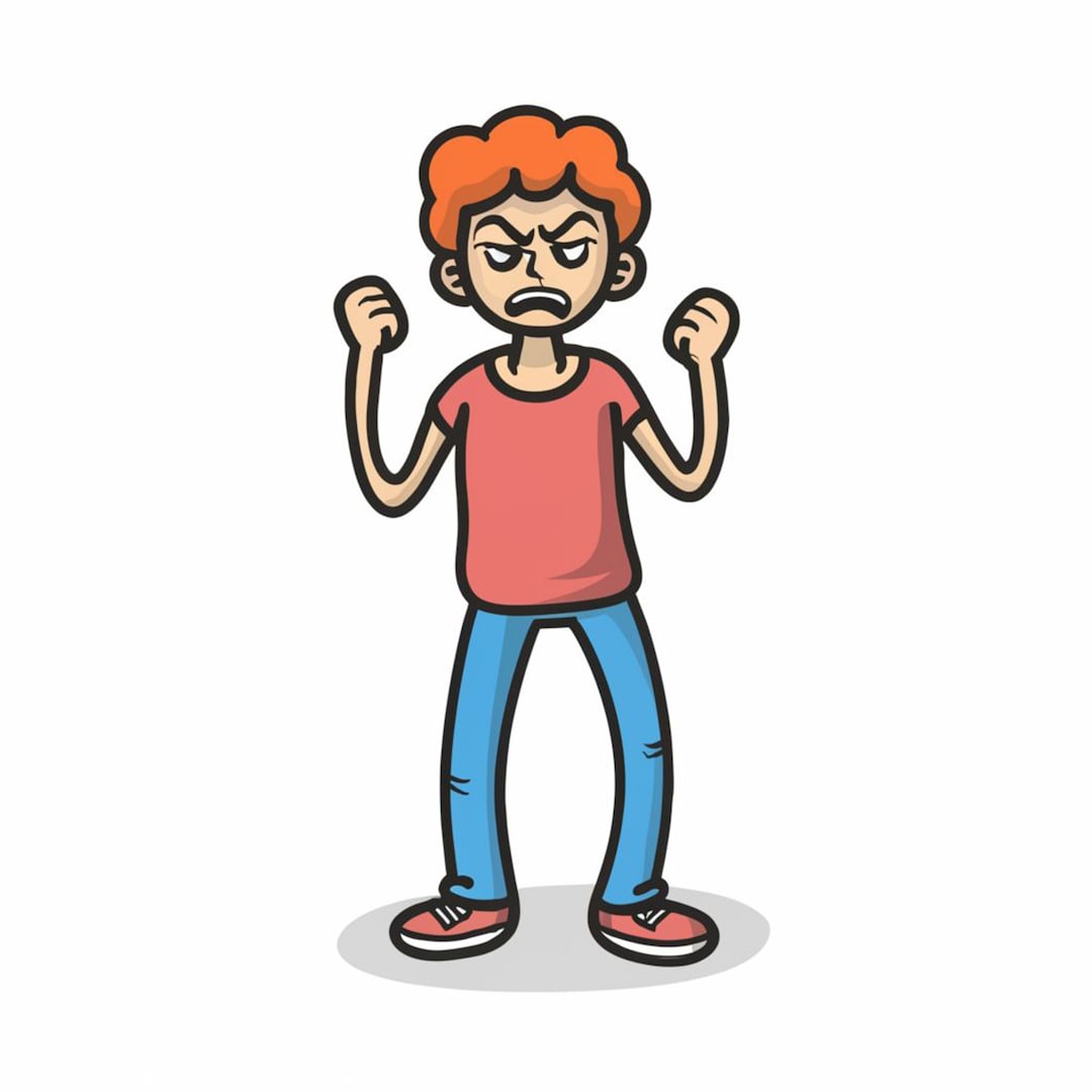 Angry Cartoon Character SVG, Red-haired Boy Clipart, Mad Kid PNG ...