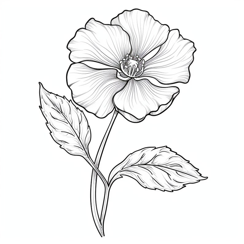 Wildflower SVG, Digital Flower Outline, Hibiscus Clipart, PNG Format ...