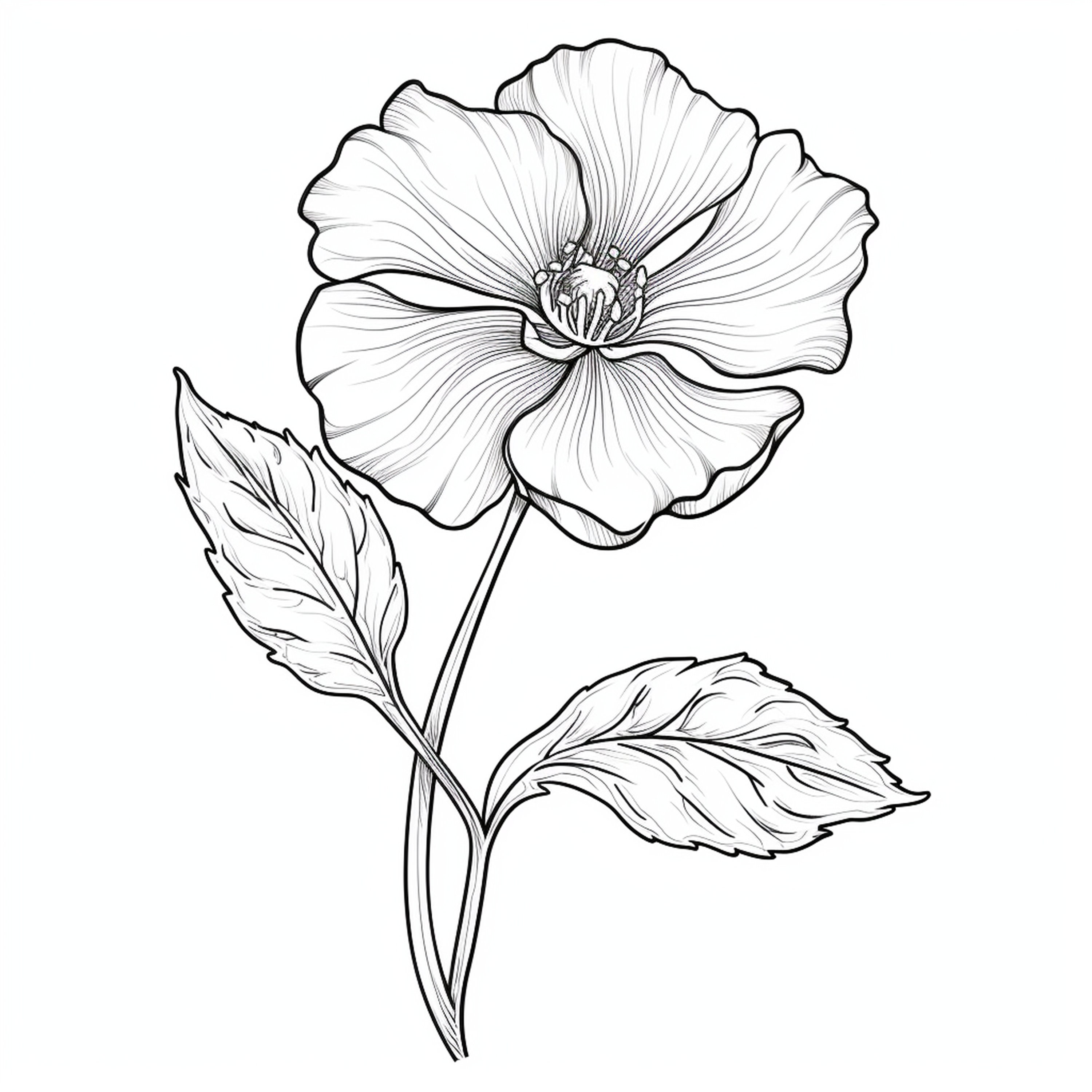 Wildflower SVG, Digital Flower Outline, Hibiscus Clipart, PNG Format ...