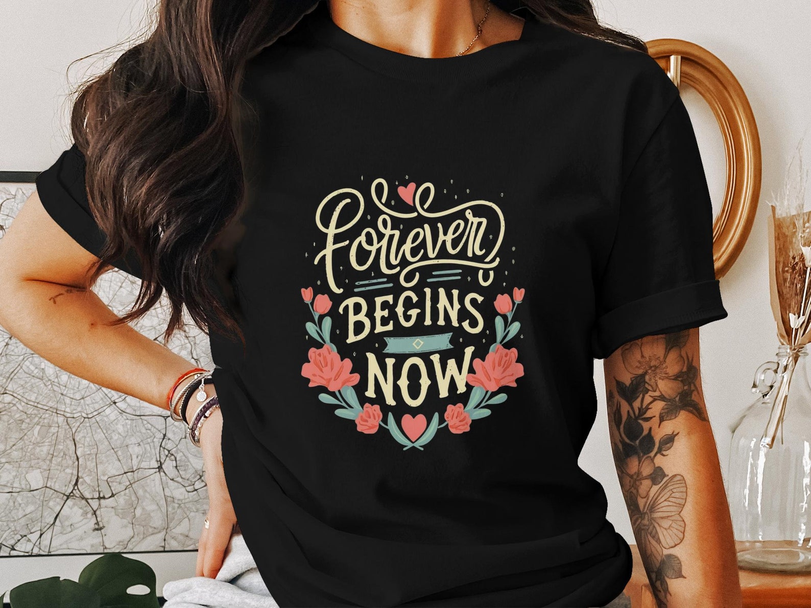 Forever Begins Now PNG Art, Positive Quote T-shirt Design, Sweatshirt ...