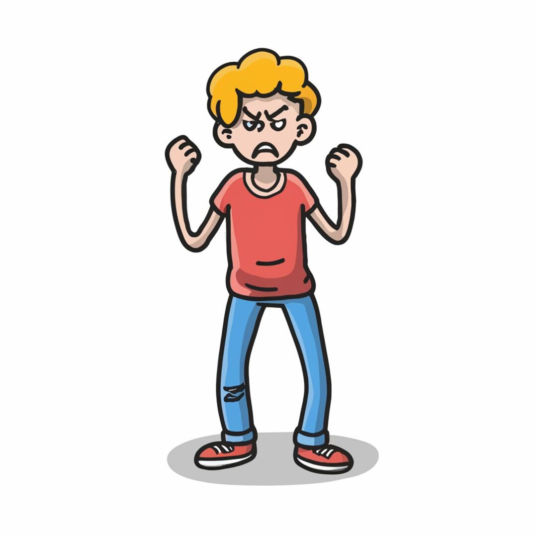 Cartoon Angry Boy SVG, Kids Emotion Clipart, Digital Download PNG, Cute ...