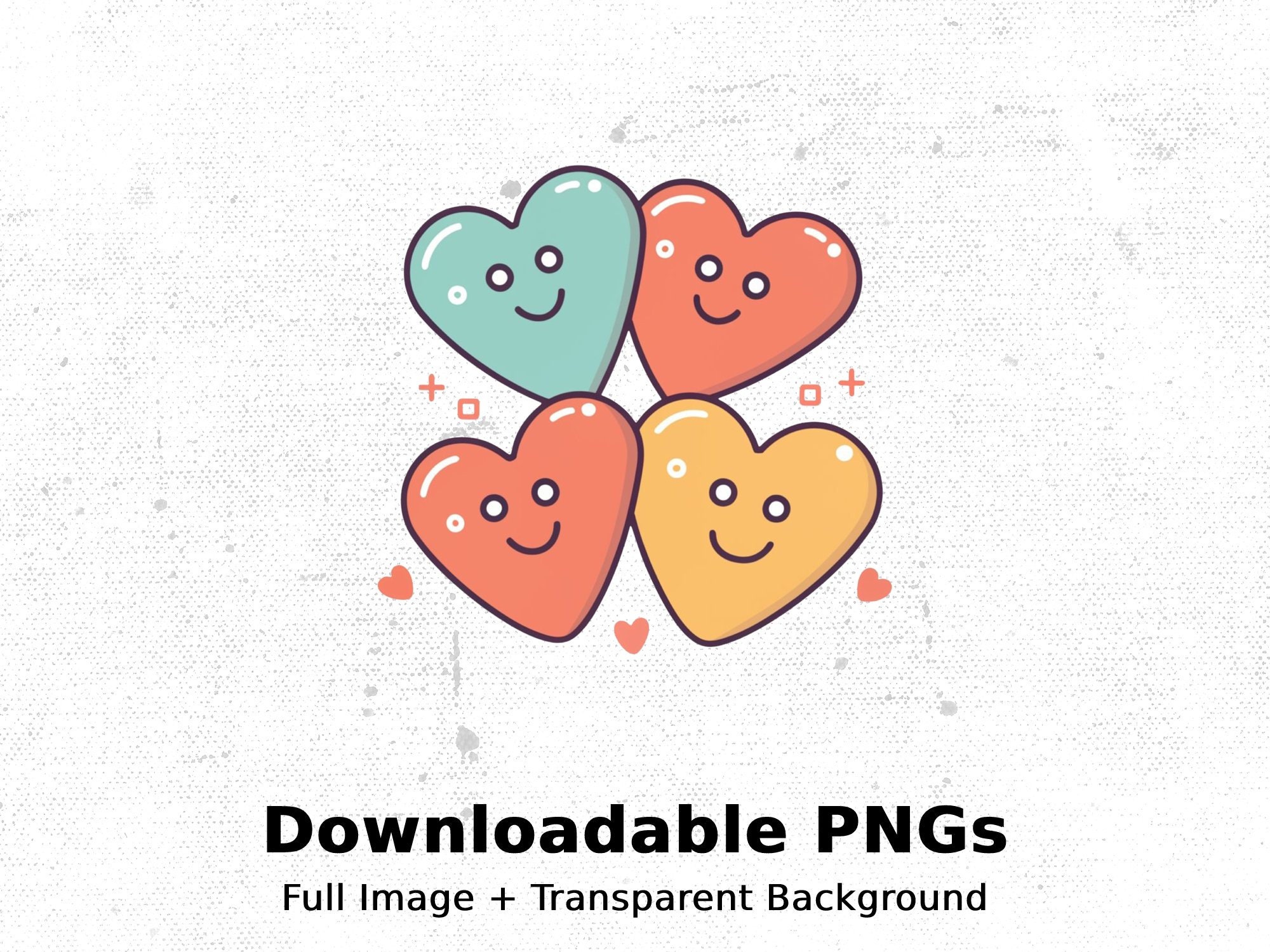 Cute Smiling Hearts PNG Art, Colorful Love T-shirt Design, Digital ...
